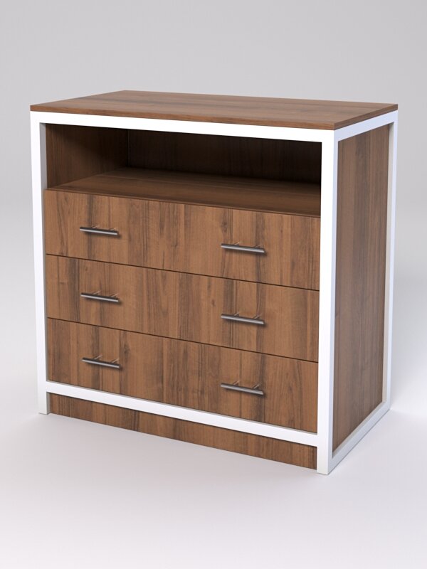 Тумба для офисной техники №6 "стронг" в стиле лофт, Орех + металлический каркас Белый