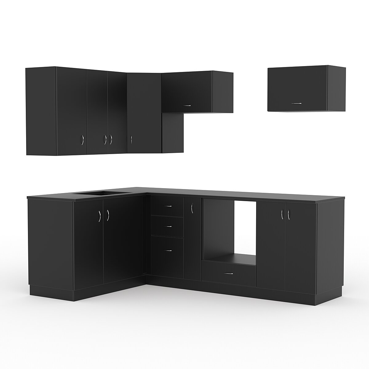 Кухонный гарнитур со столешницей 25мм №6A, Черный. Производитель товара - компания Westcom.