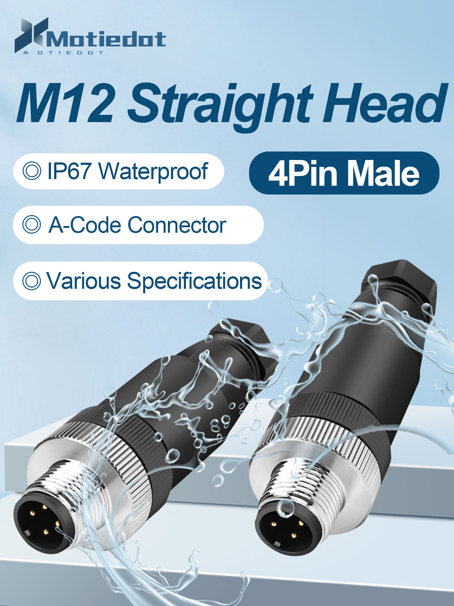 M12 4Pin датчика разъема Мужский водонепроницаемый авиационный разъем IP67 12MM Кодирование поля сборки разъема