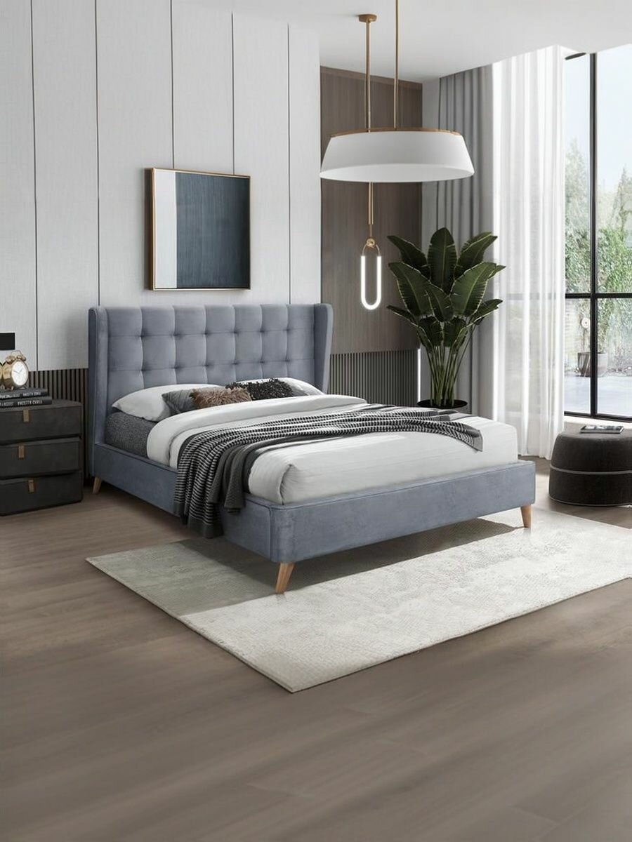 Кровать двуспальная HALMAR ESTELLA серый, 160x200