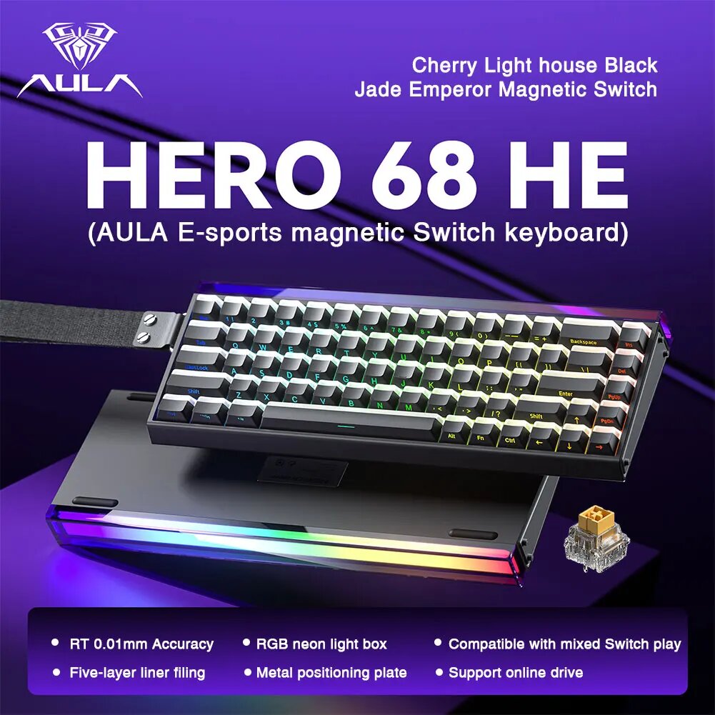AULA HERO 68HE Магнитная геймерская клавиатура Black Light house