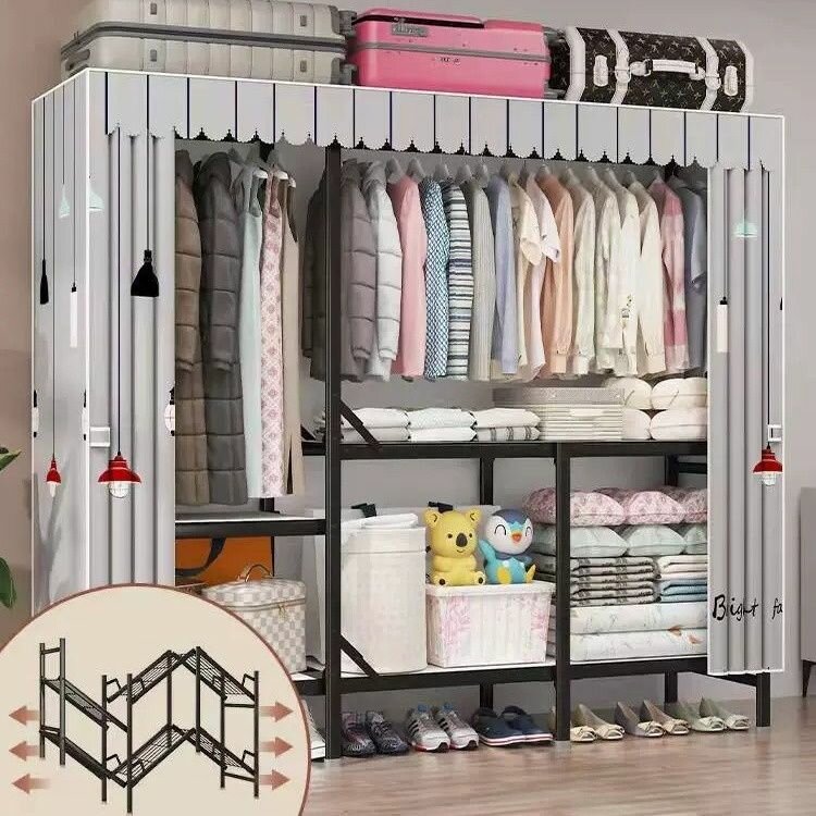 Нет необходимости в установке Складной каркасный тканевый шкаф для одежды, Металлический каркас