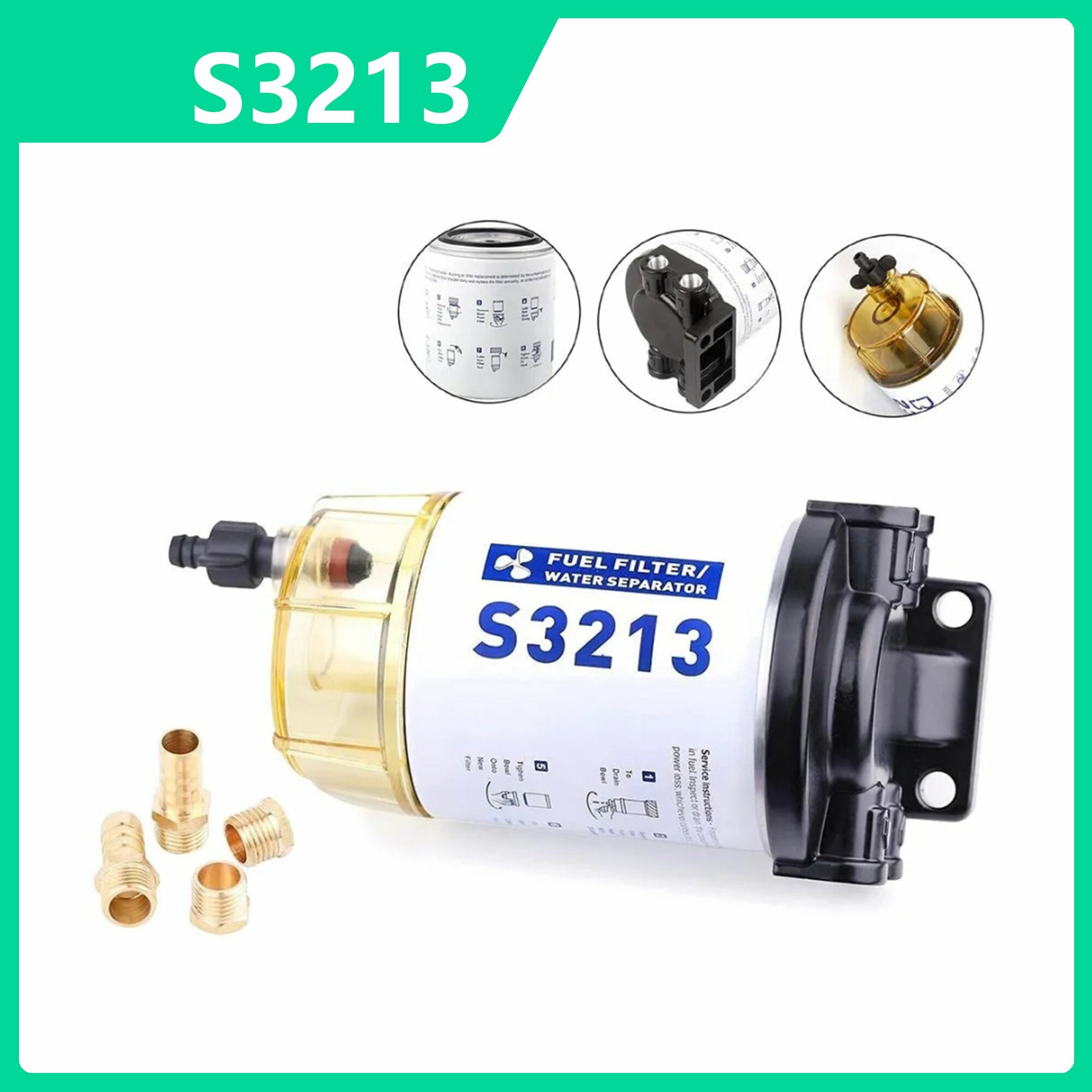 S3213 Фильтр топливный , Фильтр сепаратор , водный сепаратор в сборе для лодочных моторов