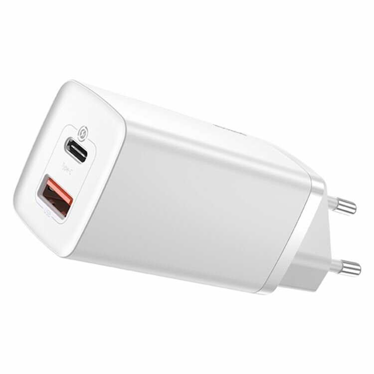 Сетевое зарядное устройство Baseus GaN Lite 65 Вт USB-A, USB-C, Быстрая зарядка, QC, FC, AFC, белый