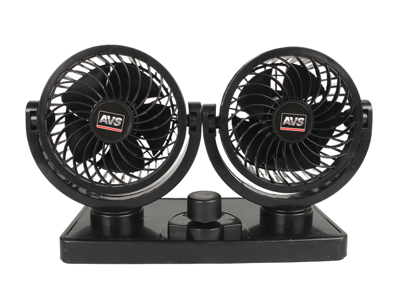 Вентилятор автомобильный двойной 12B AVS 8098, пластик, черный