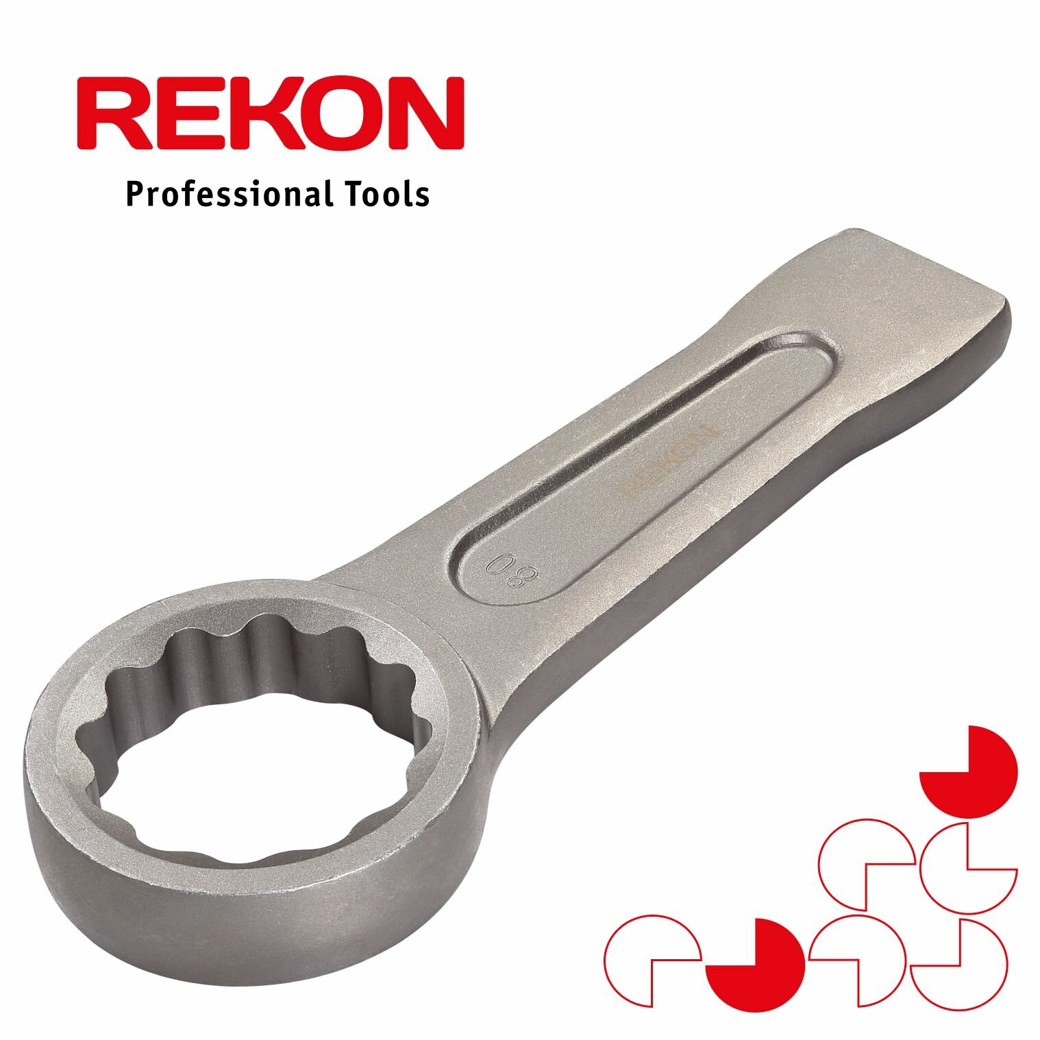 REKON Накидной ударный ключ 80 мм, 12-гранный, DIN7444, сталь 40Cr