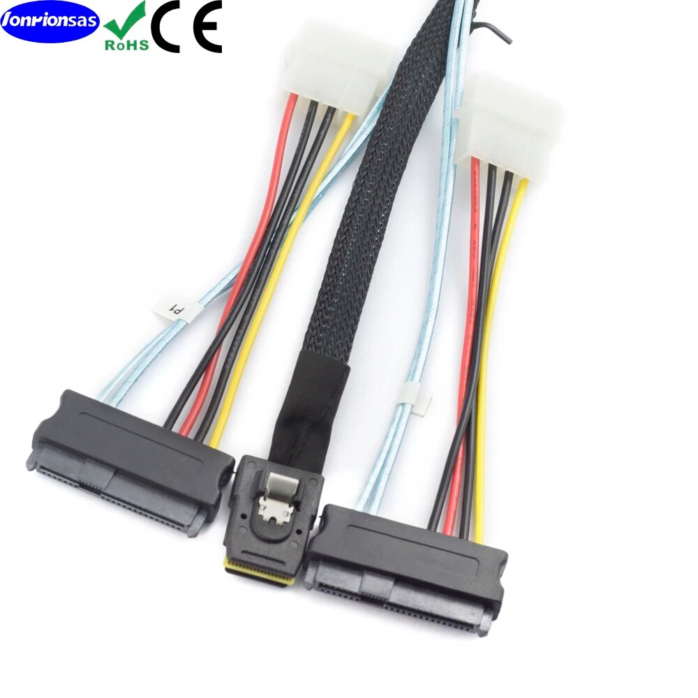 LONRIONSAS # Mini SAS SFF-8087 to 2X SFF-8482 с 4P Power двухканальный кабель подключения сервера-1