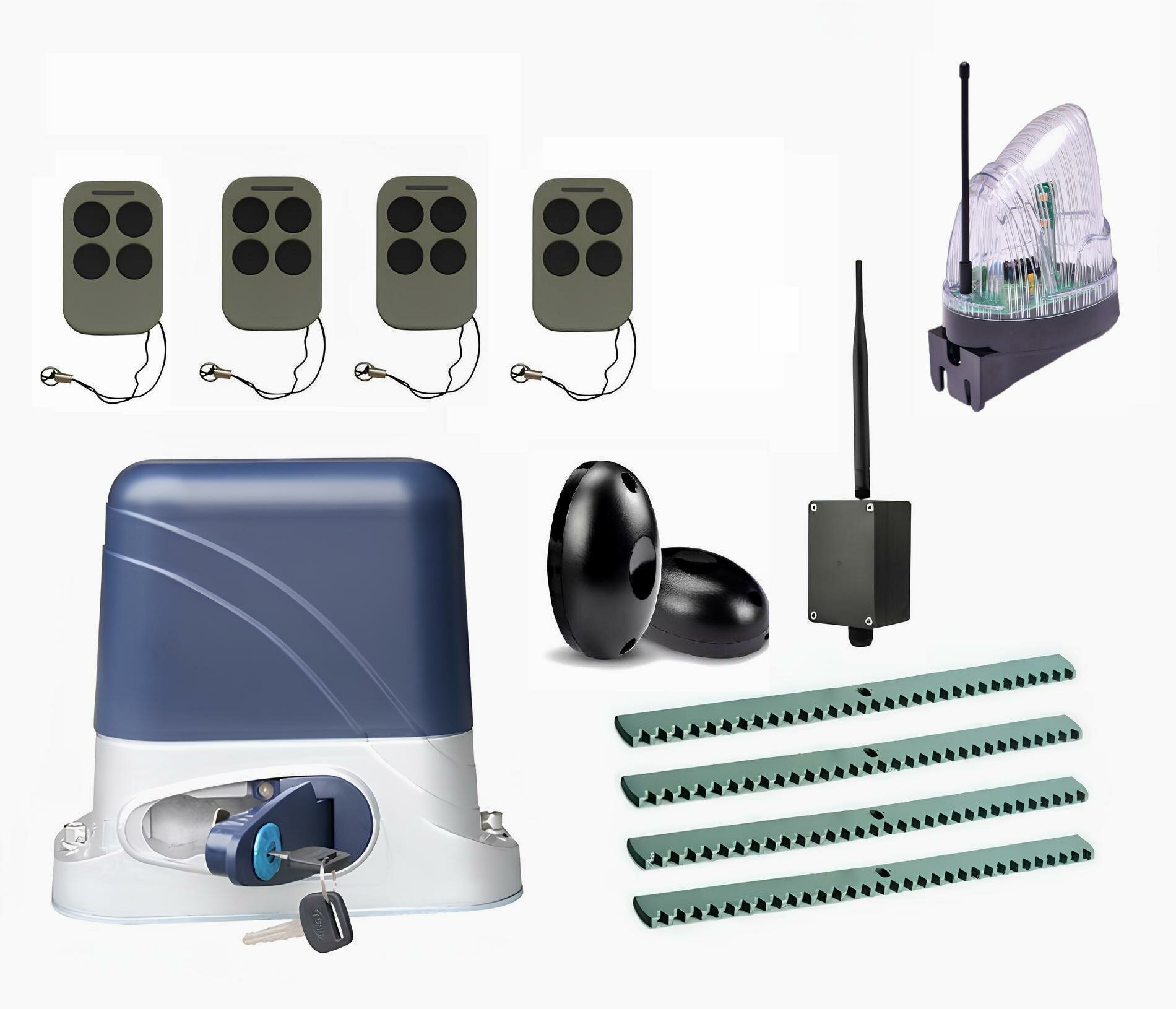 Автоматика для откатных ворот KSL-800 FULL-5K4-BT-Т4, комплект: привод, 4 пульта, Bluetooth-модуль, фотоэлементы, лампа, 4 рейки