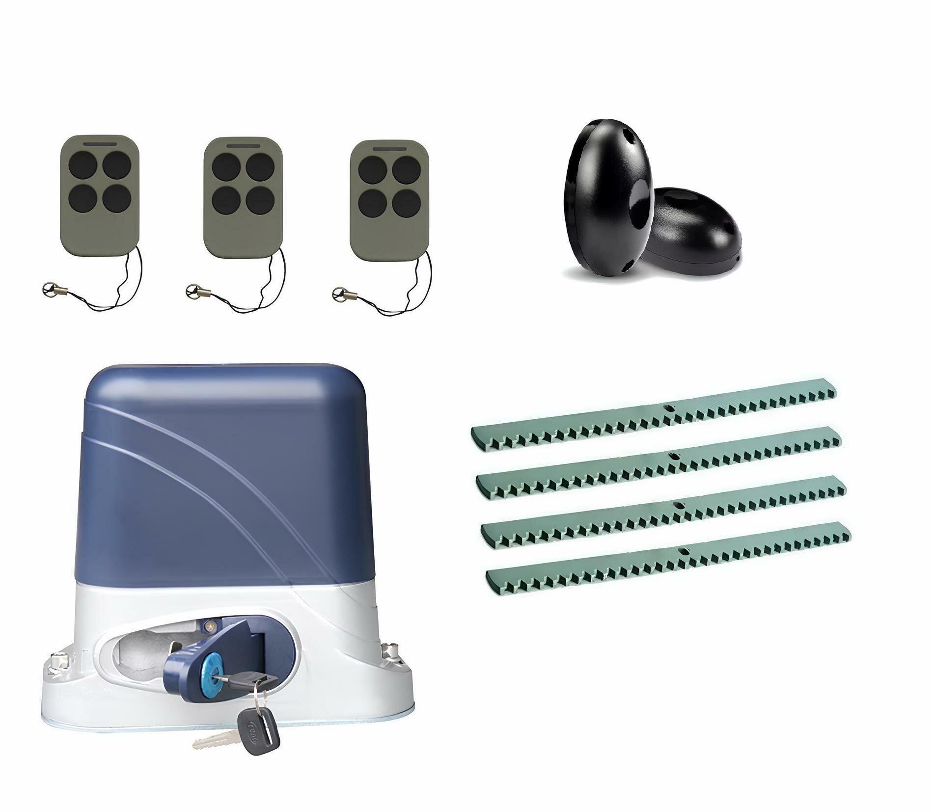 Автоматика для откатных ворот KSL-1300 KIT-FK4-Т3, комплект: привод, 3 пульта, фотоэлементы, 4 рейки