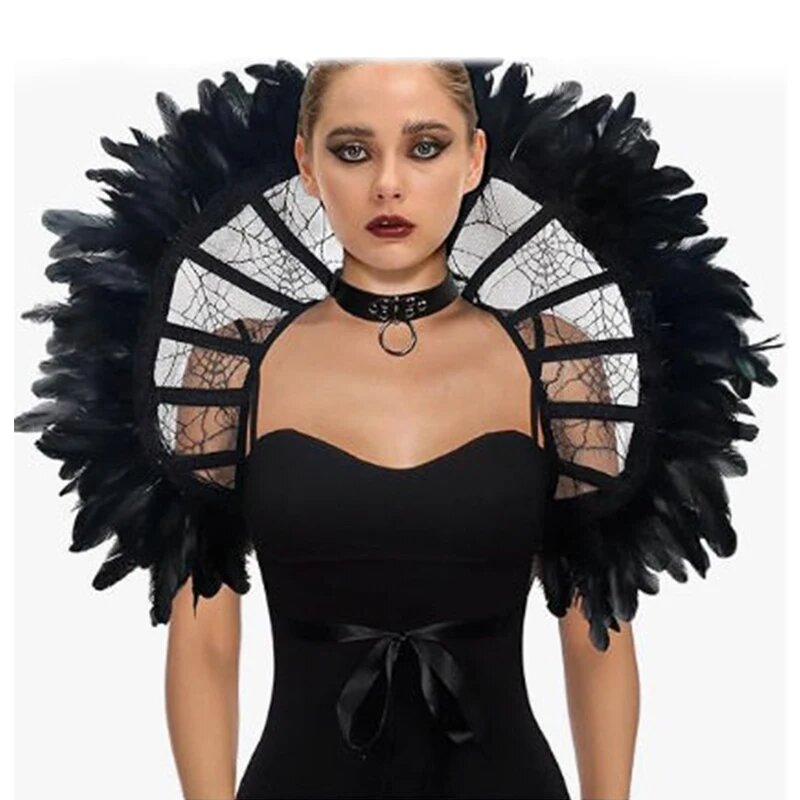 Женский готический плащ из полиэстера Черный, 1