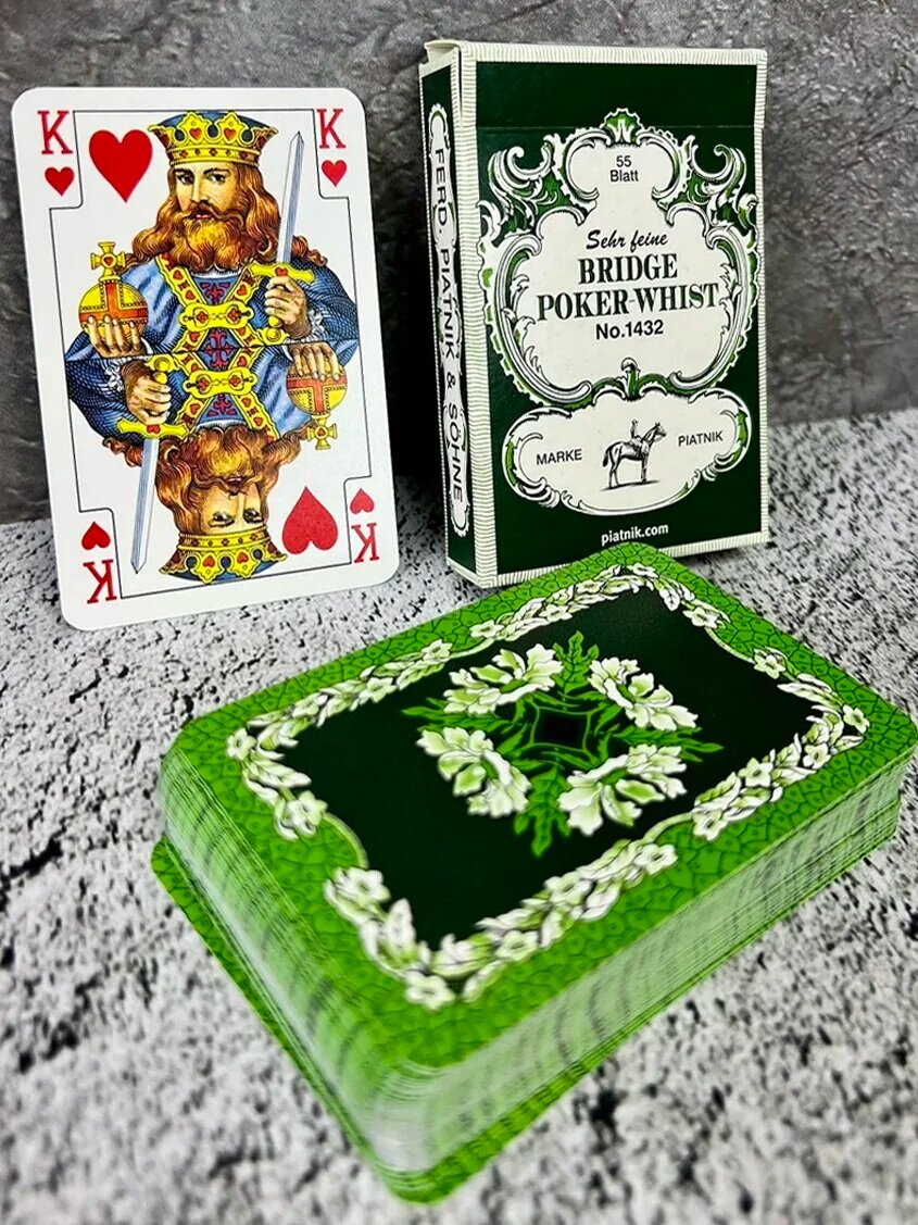 Игральные карты 54 шт. "Бридж Покер Вист", зеленая рубашка