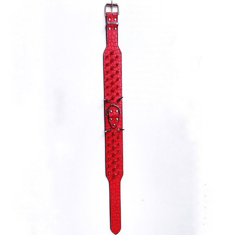 Ошейник с шипами, стильный регулируемый ошейник из искусственной кожи с шипами и заклепками, ошейник для собак среднего размера, красный