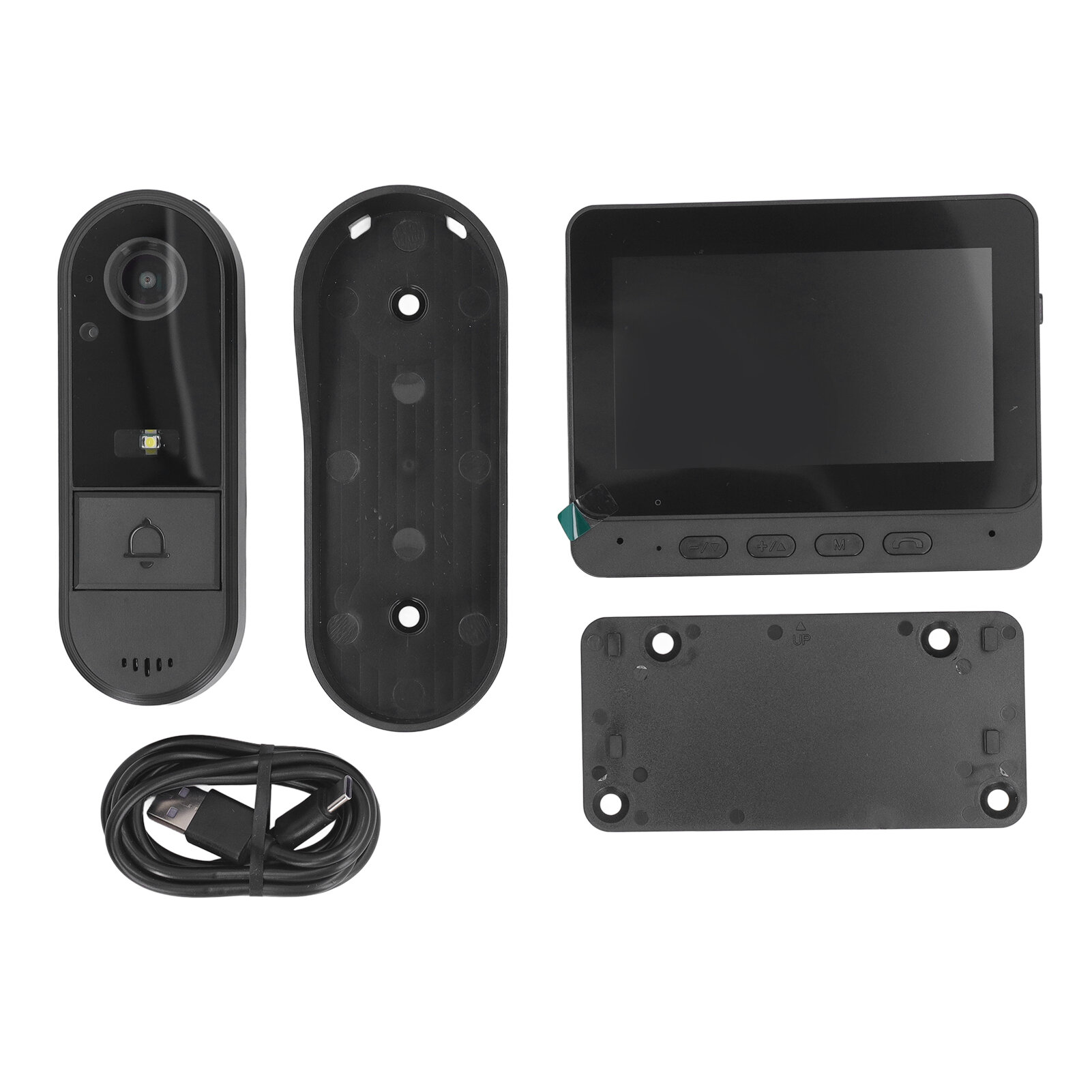 Видеодомофон WiFi, двусторонняя связь, 8 МП, 1080p, светодиодная подсветка, угол обзора 170°, перезаряжаемый, 4,3-дюймовый экран.