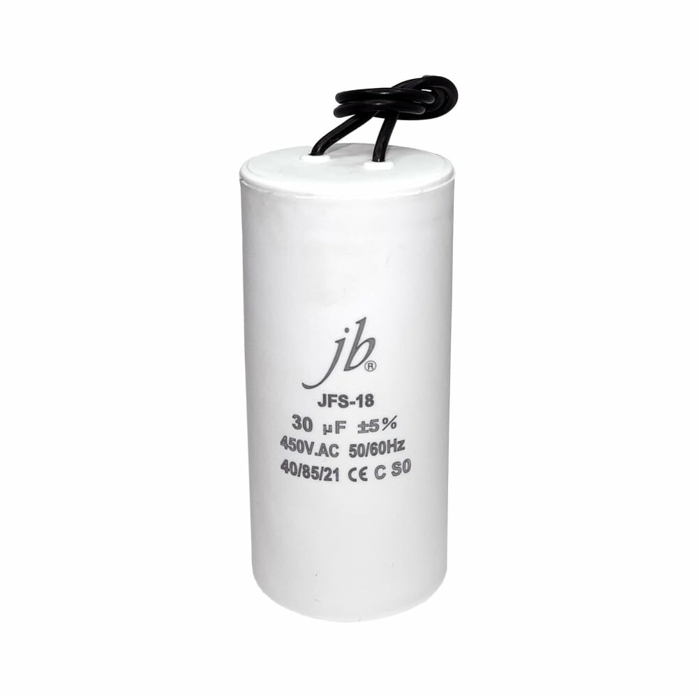 Конденсатор пусковой JB Capacitors 30мкФ, 450В, 45x95, JFS-18 (CBB60-K) (гибкие выводы), JFS18A6306J000000B-249
