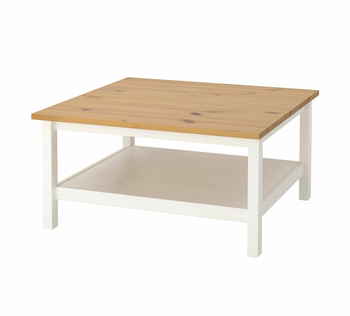 HENNES Журнальный стол, белая морилка/светло-коричневый, 90 х 90 см