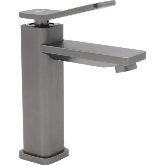 Смеситель для кухни Ремоколор авиационный алюминий, однорычажный, для мойки, гайка, керам картридж 40мм, черный 67-0-793