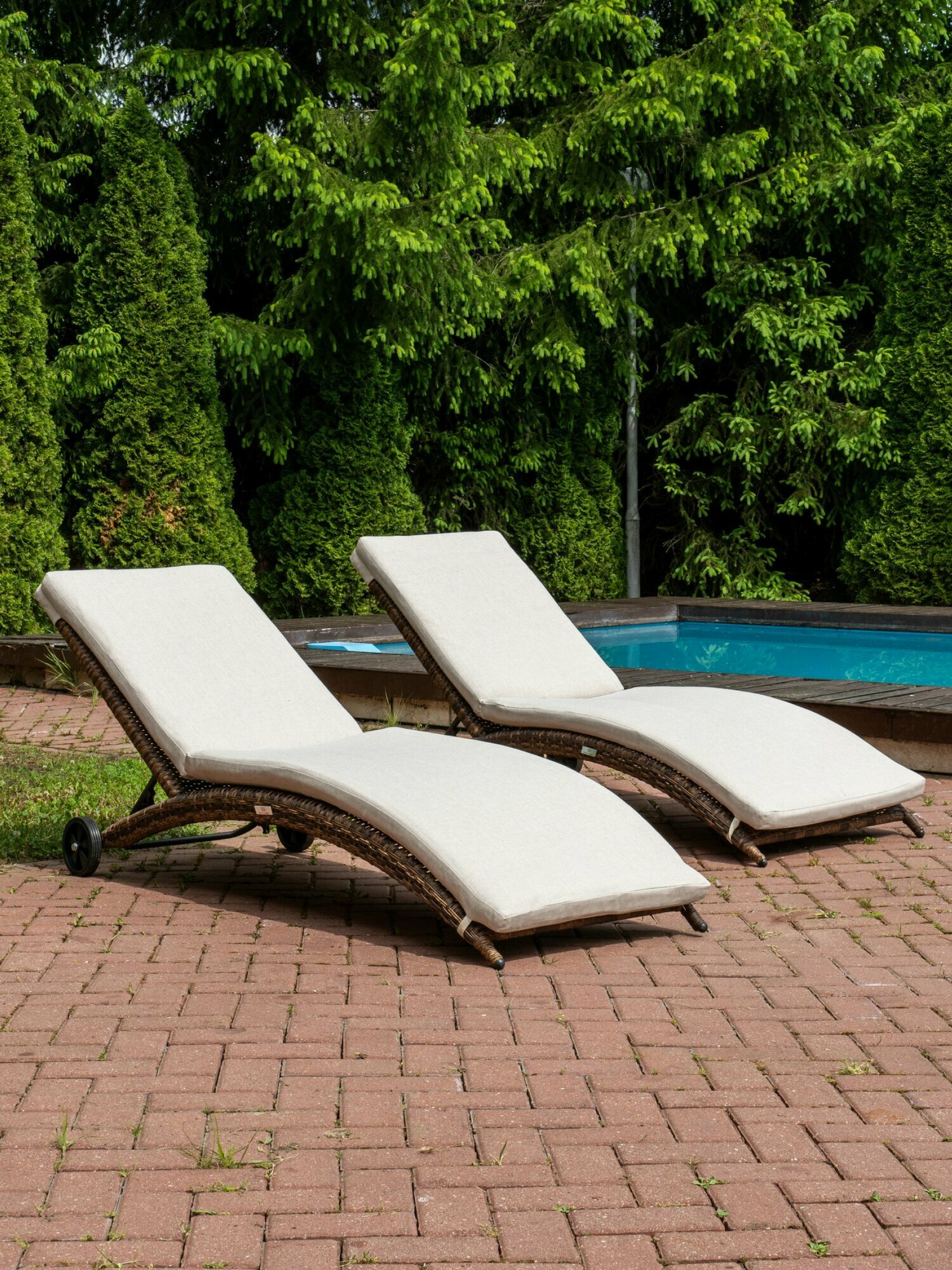 Комплект садовых шезлонгов из ротанга Royal Family AGATA с матрасом, коричневый (2 шт.)