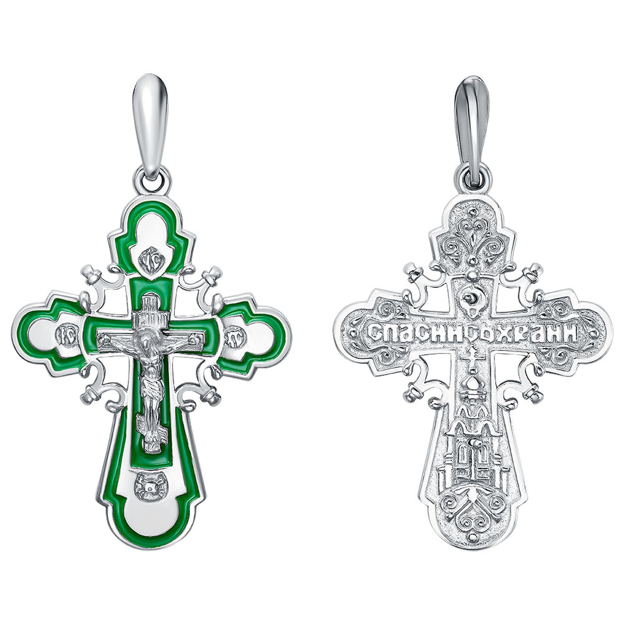 Крестик, серебро, 925 проба, родирование, эмаль