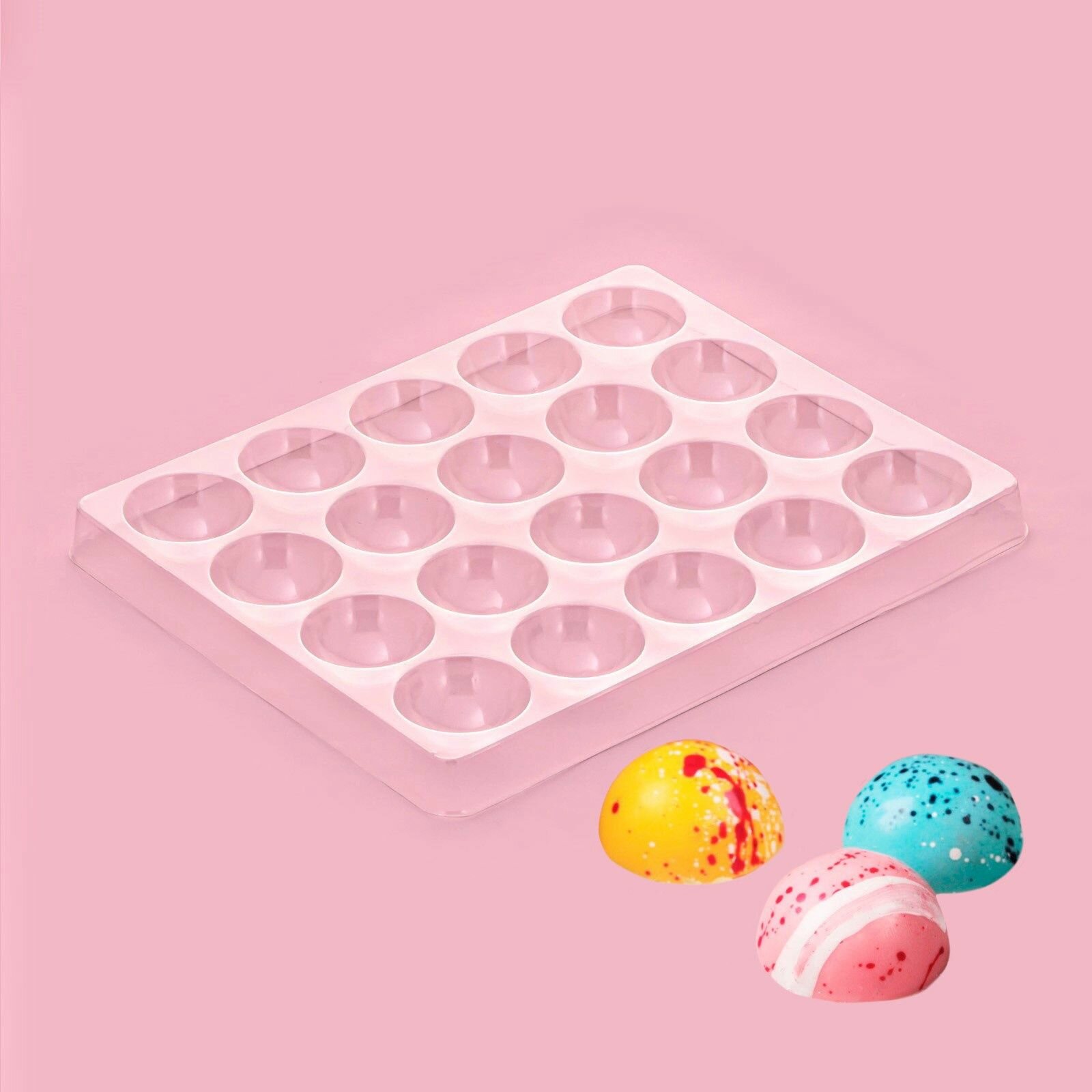 Форма для шоколада и конфет Полусфера , 23.6 18.8 см, 20 ячеек 4 4 1.8 см, прозрачная, 2 шт