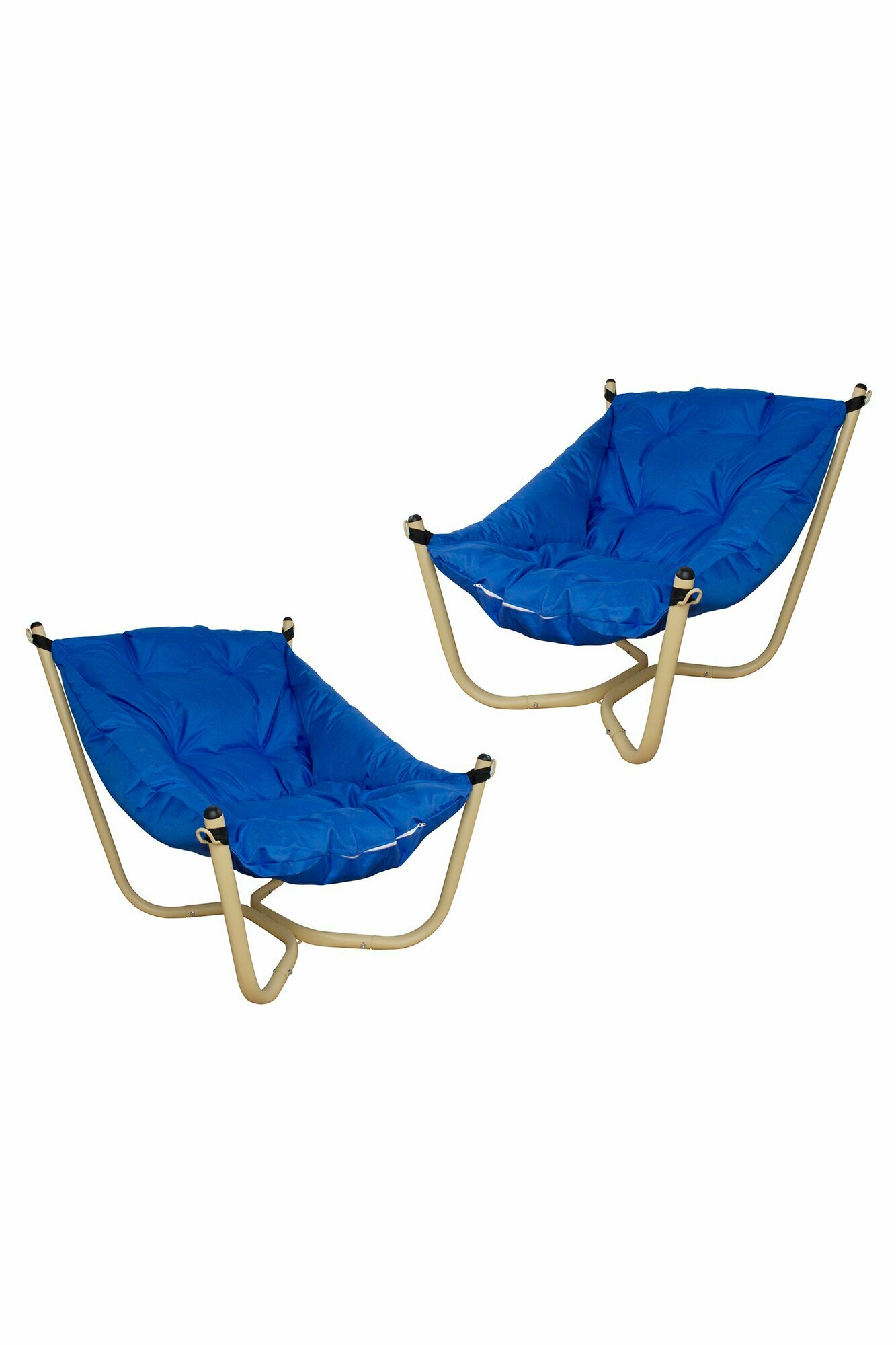 Комплект мягких кресел ЧИЛ, бежевое основание, синяя подушка (2 шт)