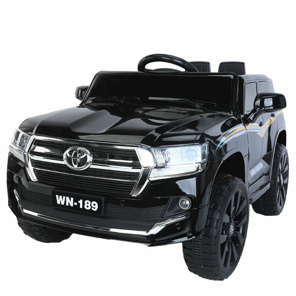 Детский электромобиль Toyota Land Cruiser 200, двойной привод, кожаные сиденья, подсветка, музыка, дистанционное управление, подсветка кузова +12 градусов черноты.