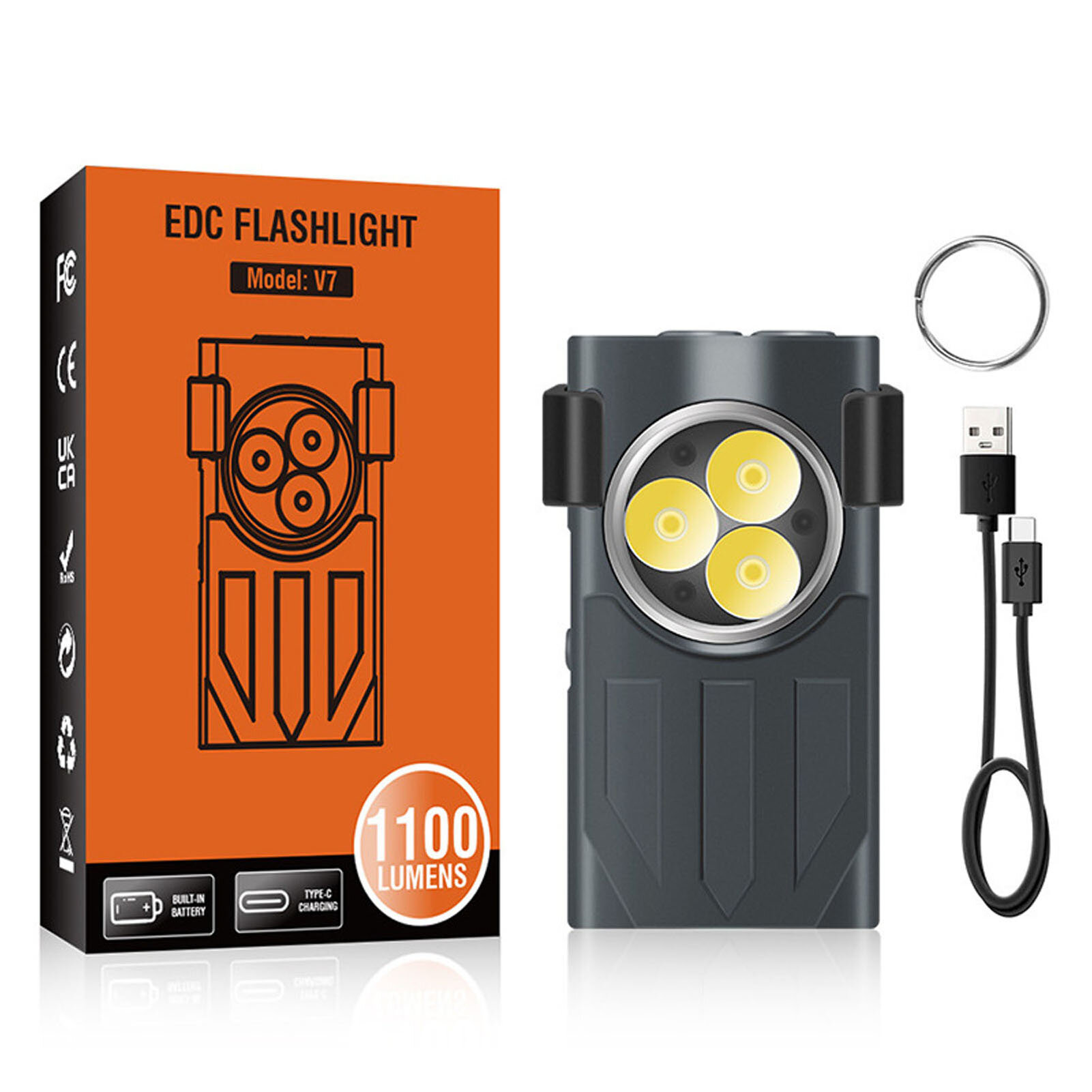 EDC Flashlight 1100LM Многоцветный световой источник.