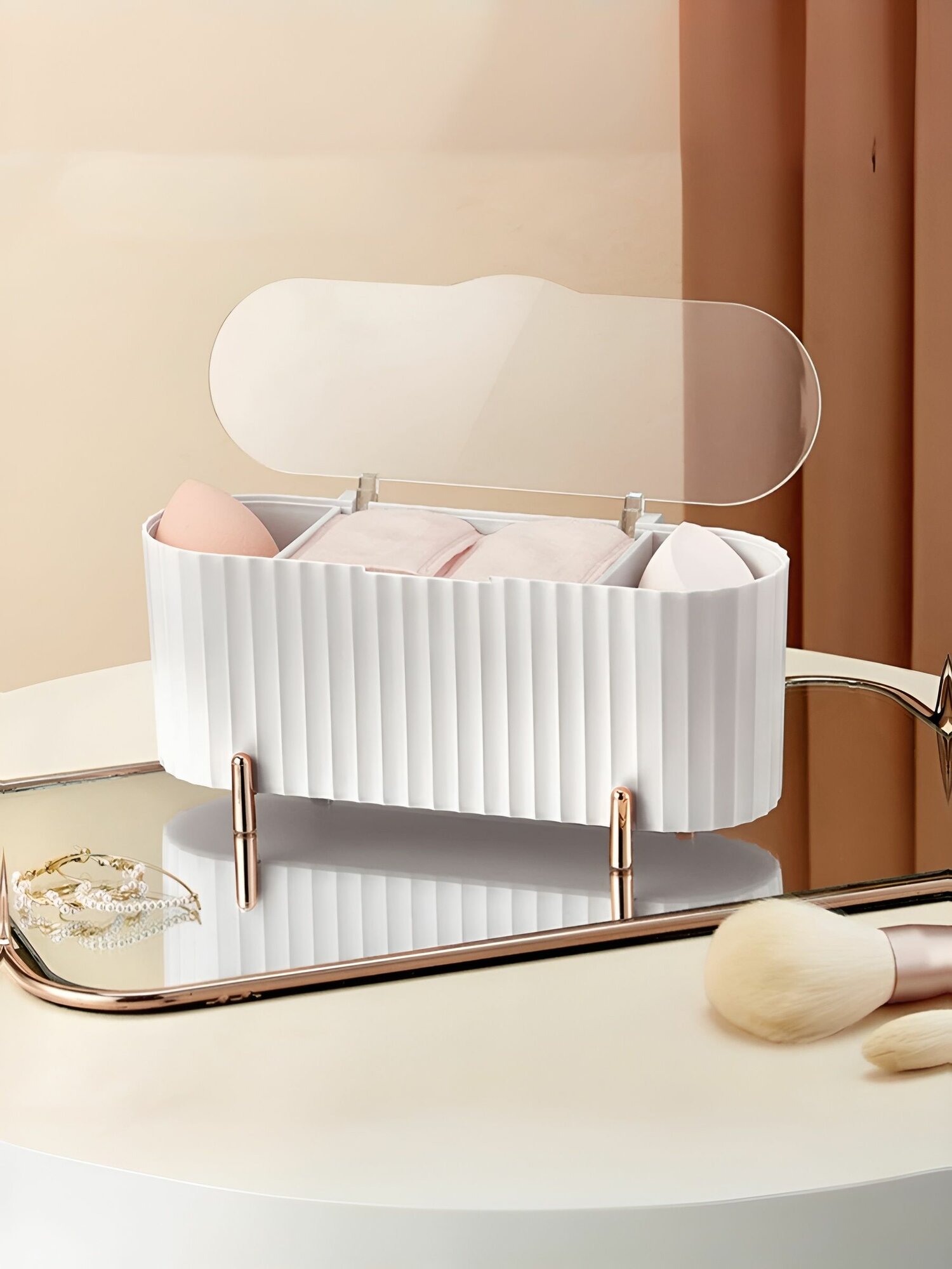 Органайзер для ватных дисков и палочек с крышкой, косметики, спонж, контейнер пластиковый, диспенсер, корзинка