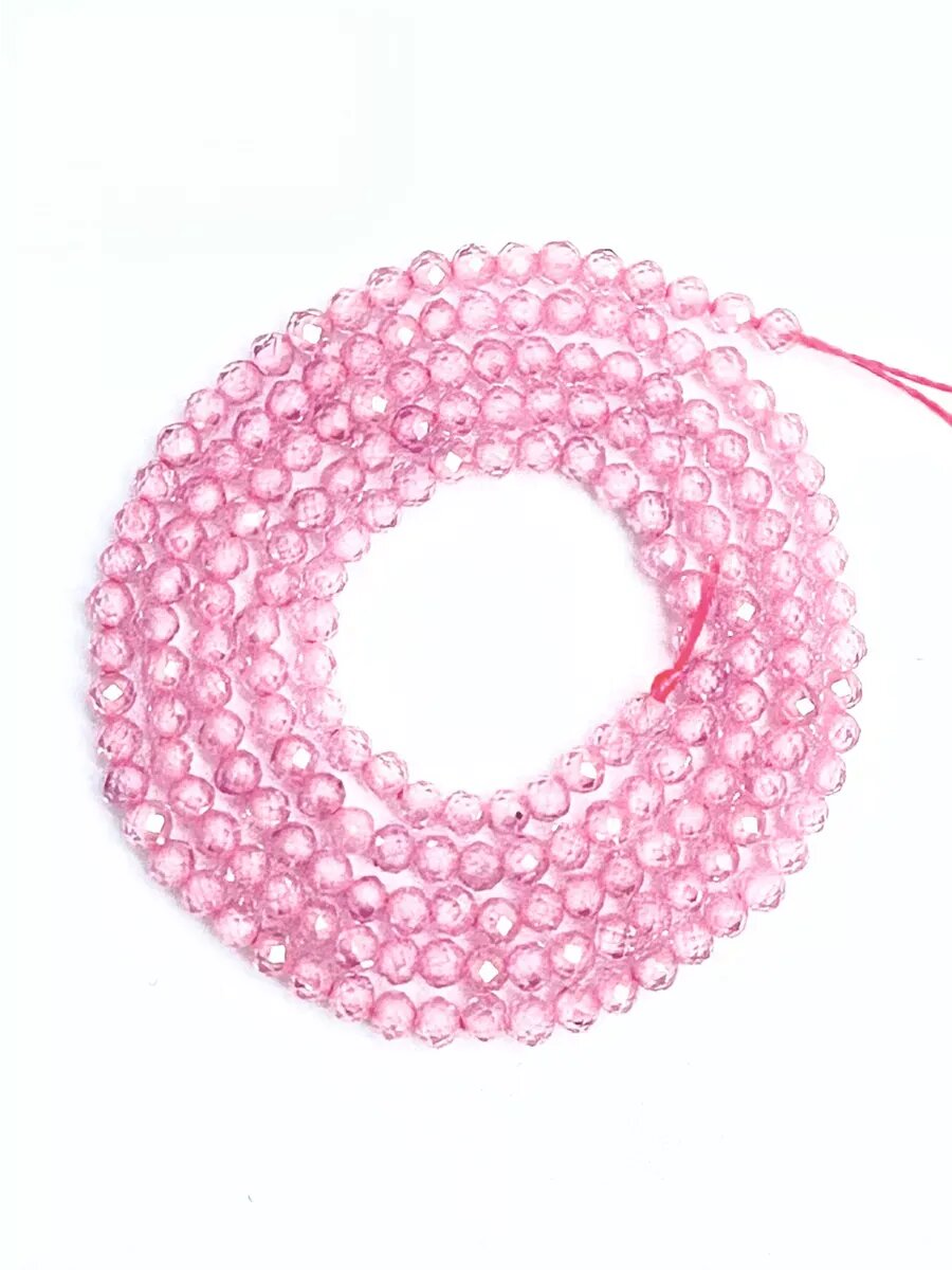 0805 Розовые бусины натуральный кристалл циркона 2 мм 1 нить