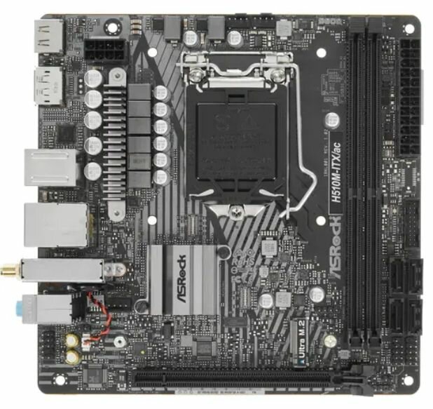 Материнская плата ASRock H510M-ITX/ac (H510M-ITX/ac) - LGA 1200, Intel H510, 2хDDR4-3200 МГц, 1хPCI-Ex16, 1хM.2, Mini-ITX