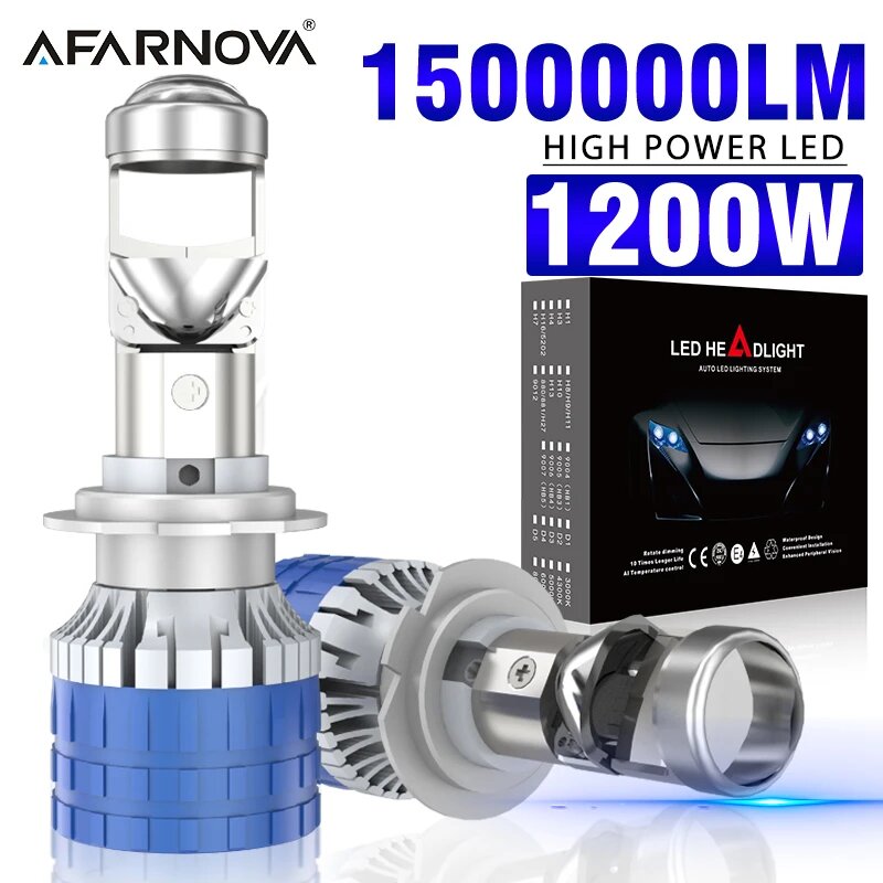H7 H11 H4 Светодиодные лампы для линз проектора Canbus Супер яркие светодиодные лампы 1200 Вт 1500000LM HB3 9005 HB4 9006 Применяются для противотуманных фар 12 В H7