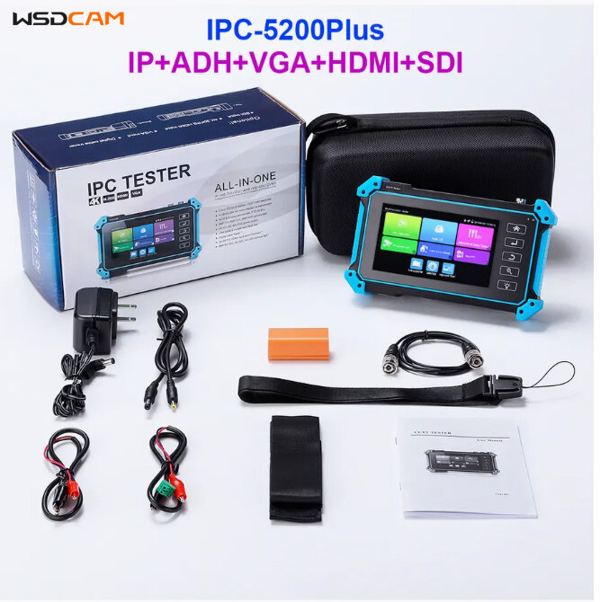 Тестер сетевых IP-камер IPC-5200 Plus 8MP AHD+VGA+HDMI+SDI 4K HD 5" IPS сенсорный экран
