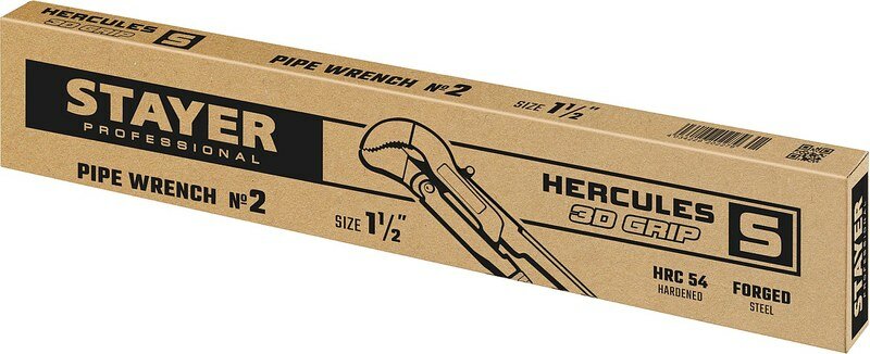 Ключ трубный Stayer 27311-2_z01 Hercules-S, N2, 1.5, 440мм, с изогнутыми губками, Professional