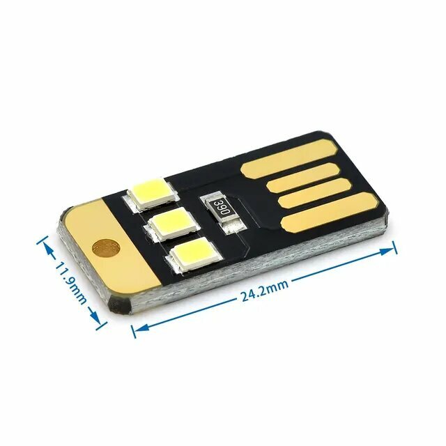 Модуль USB мини-фонарика, энергосберегающий, на 3 светодиода 2835, черный. Комплект 6 ШТ.