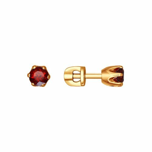 Серьги золото, 585 проба, гранат