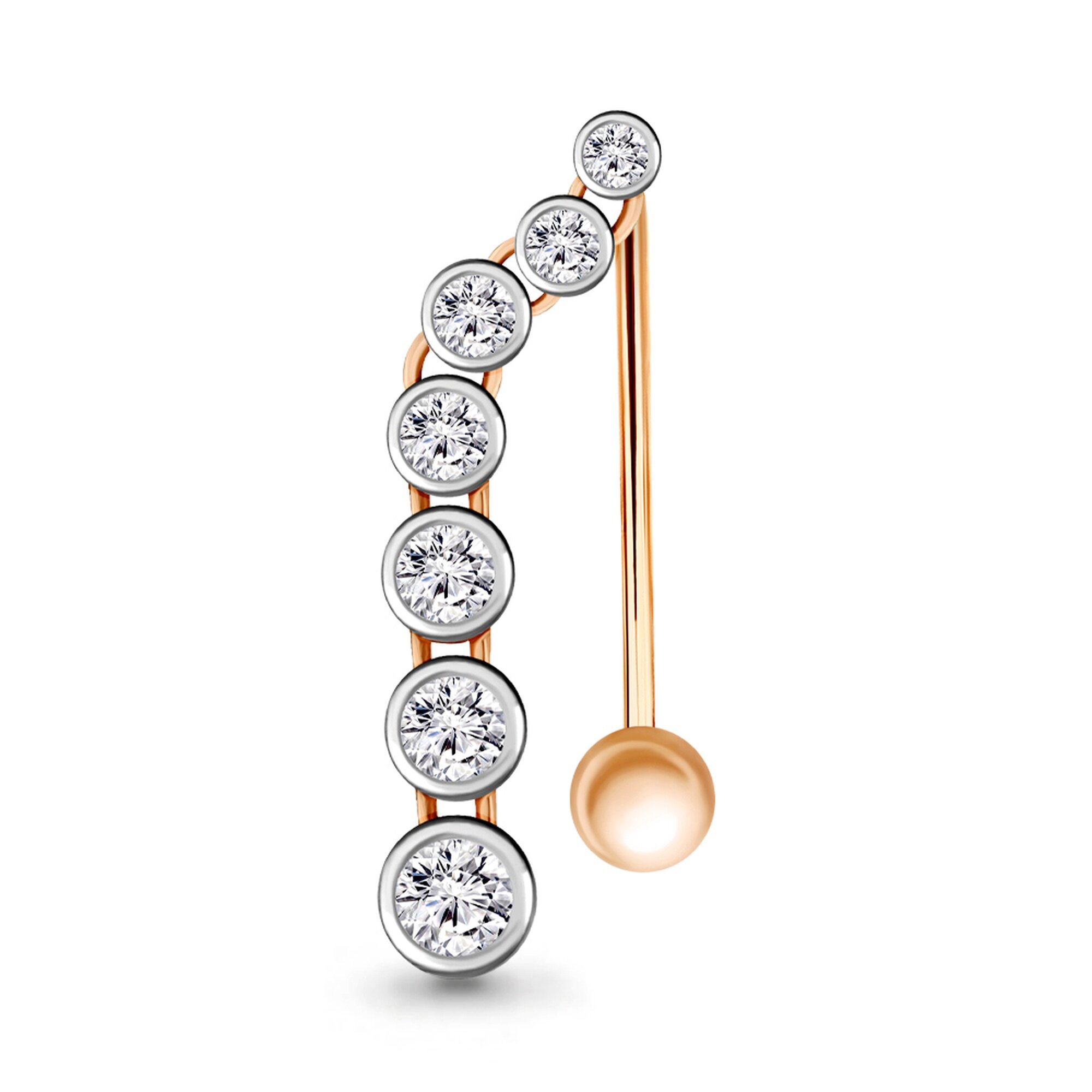 Пирсинг в пупок, красное золото, 585 проба, фианит