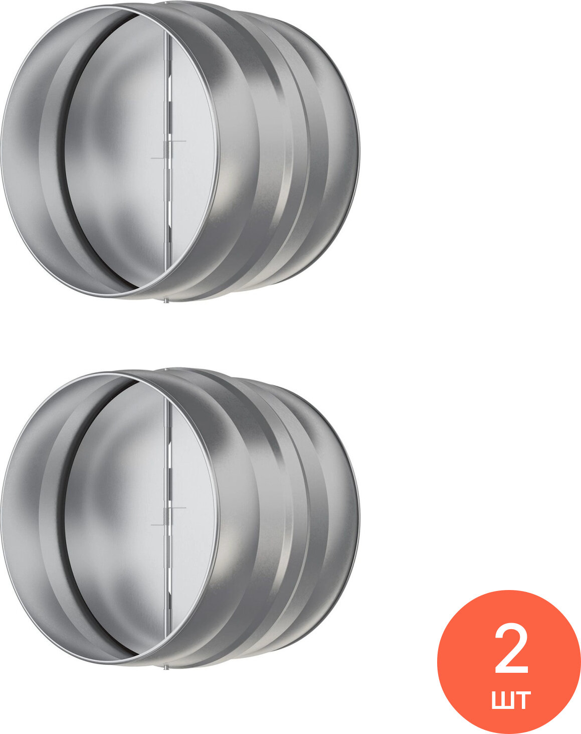 Соединитель каналов ЭРА 100СКц круглый, из оцинкованной стали, серый, 100х80мм / вентиляция (комплект из 2 шт)