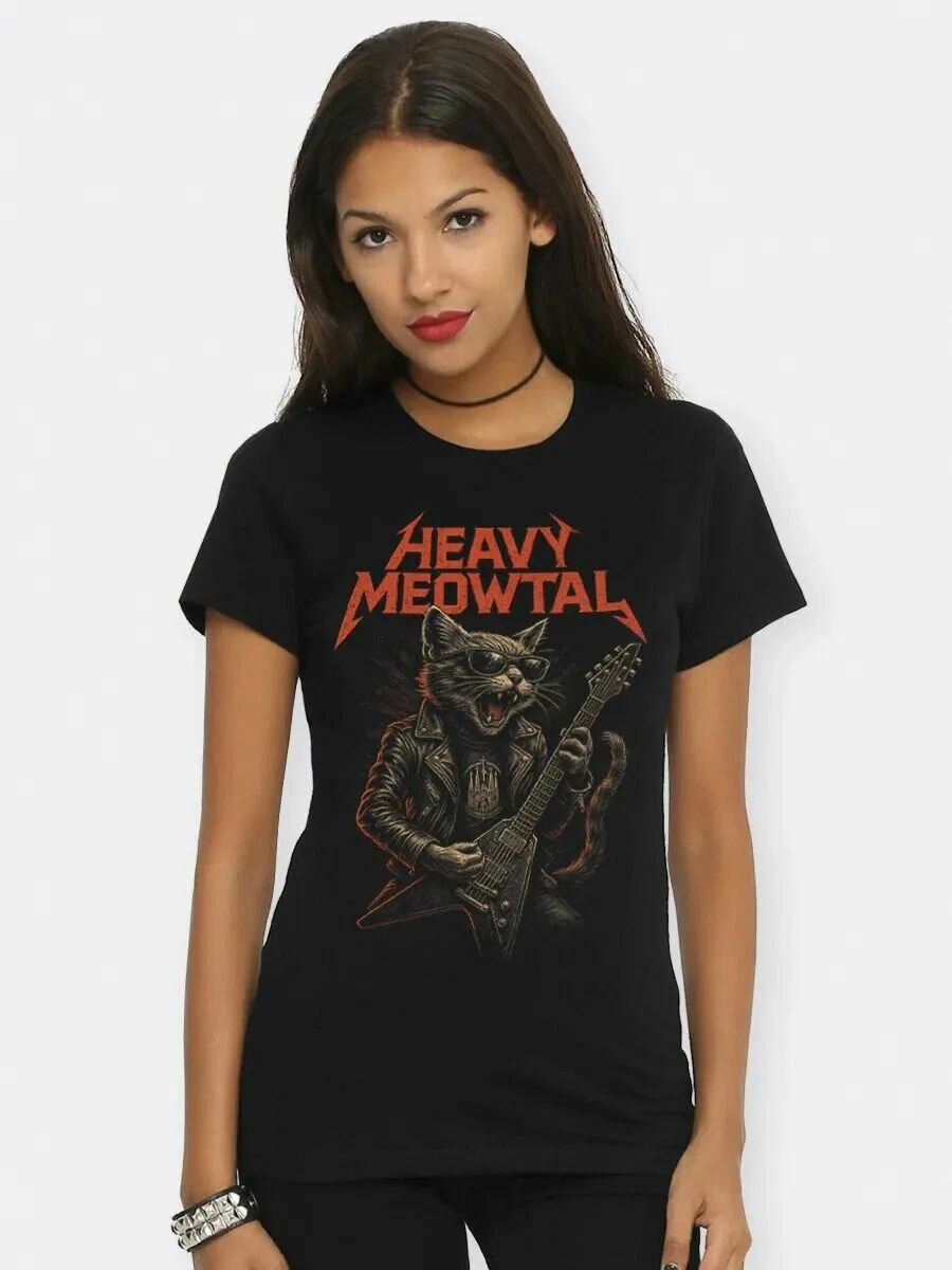 Футболка Кот Heavy Meowtal / Котик Хэви Мяутал / Рок