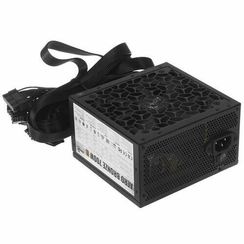 Блок питания Aerocool AERO BRONZE 700W (ACPB-AR70AEC. A1) черный - 700 Вт, 80+ Bronze, ATX 20+4 пин, 4 pin + 4 pin x2 CPU, 6 SATA, 4 x 6+2 pin PCI-E