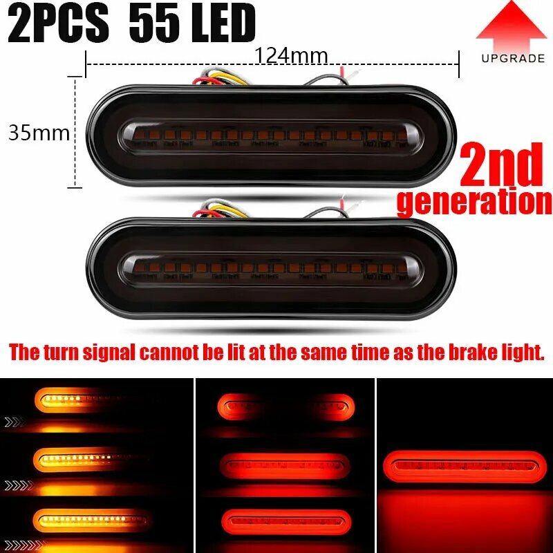 Светодиодный задний фонарь 3-в-1 для прицепов, 12В/24В, автомобильные задние NEW 2pcs 55LED 124mm