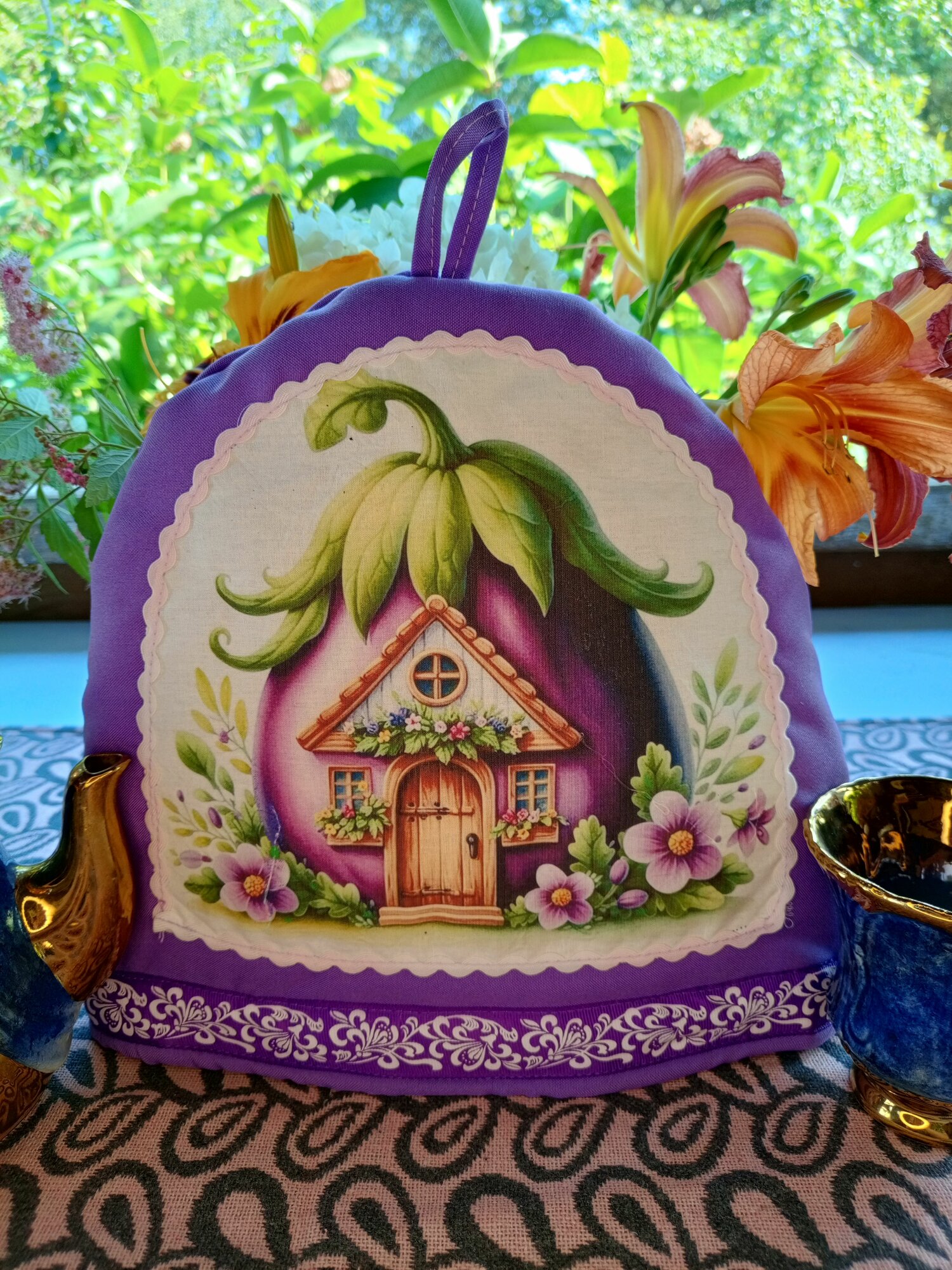 Грелка на чайник "Баклажан" хлопок 27х28 см.