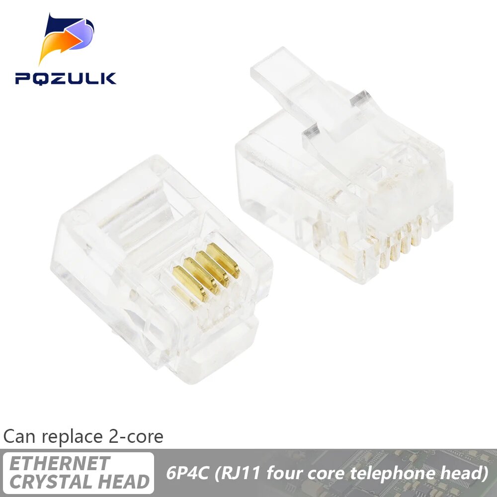 4P4C 6P4C 6P6C 8P8C RJ11 Telephone Modular Plug Jack RJ11 Connector Crystal Head Ethernet Cable Plugs Heads
