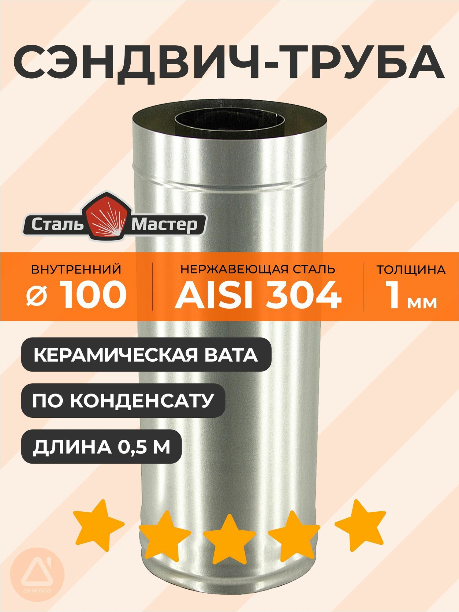 Сэндвич К 100 / 200 0,5 м нерж 1 мм (AISI 304) / оц супервул