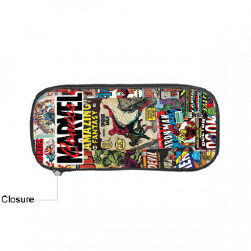 Пенал спайдермен большой объем с гладкой молнией для школы и дома желтый