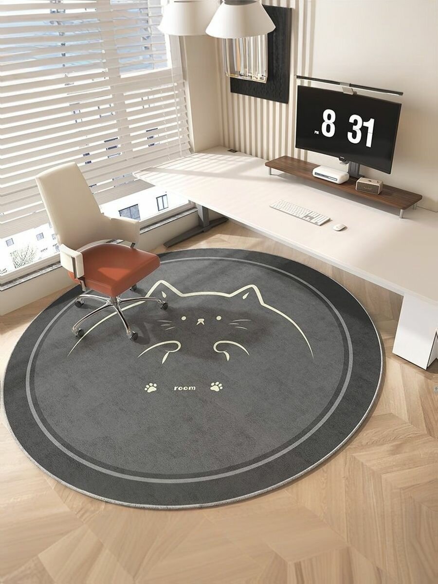 Защитный коврик 2х2м，Круглый ковер, простой, нескользящий, грязеотталкивающий и износостойкий