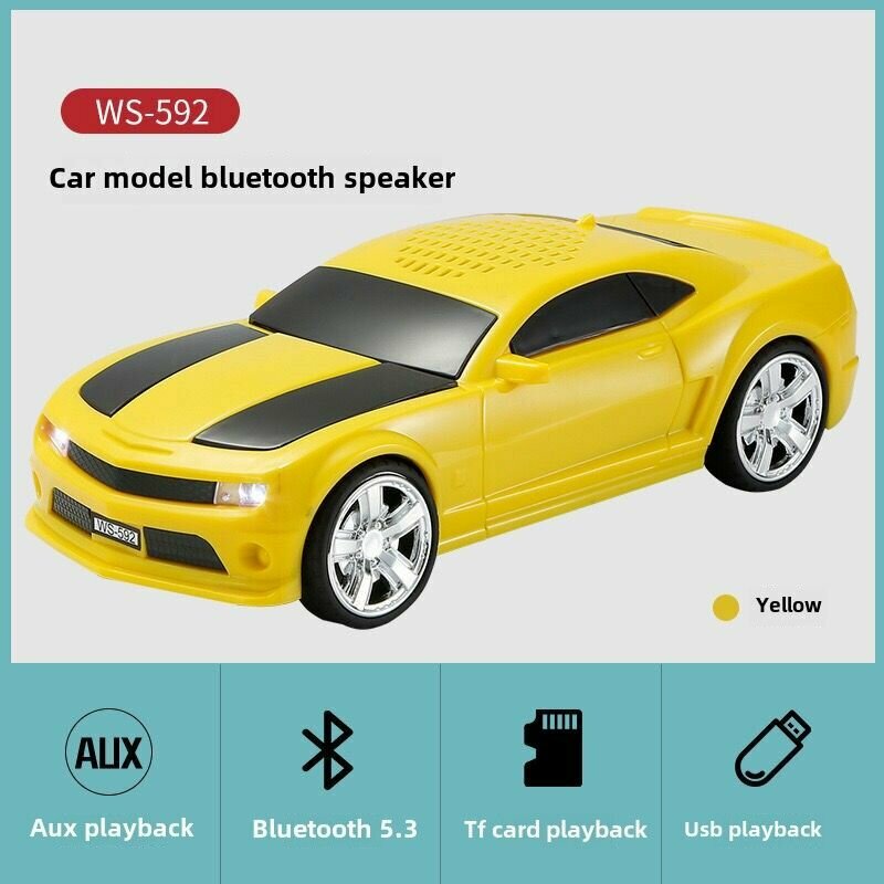 WS-592 Ретро автомобильный Bluetooth-динамик Беспроводные двойные наушники TWS + FM-радио + TF-карта/воспроизведение USB 1200 мАч Открытый Классический