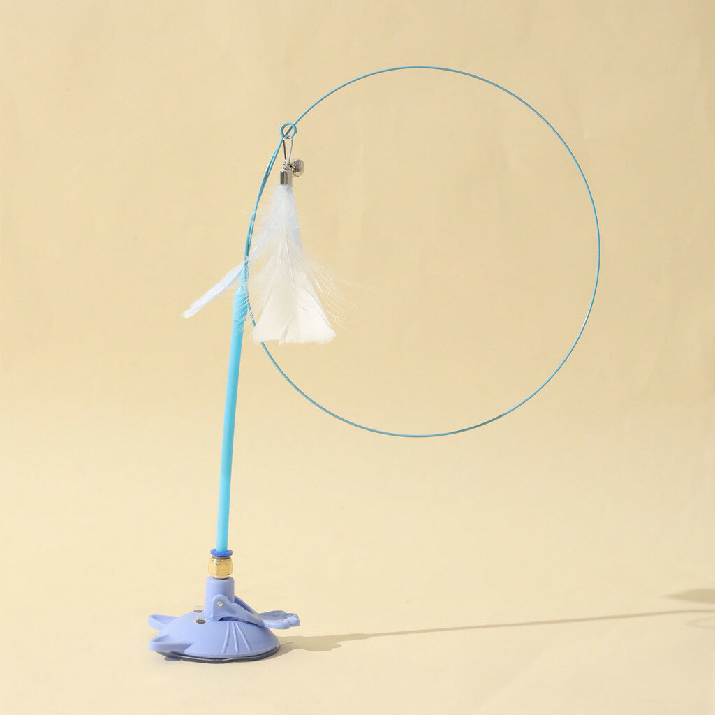 Interactive cat wand toy with feather and steel wire for active play sessions brand unknown, blue