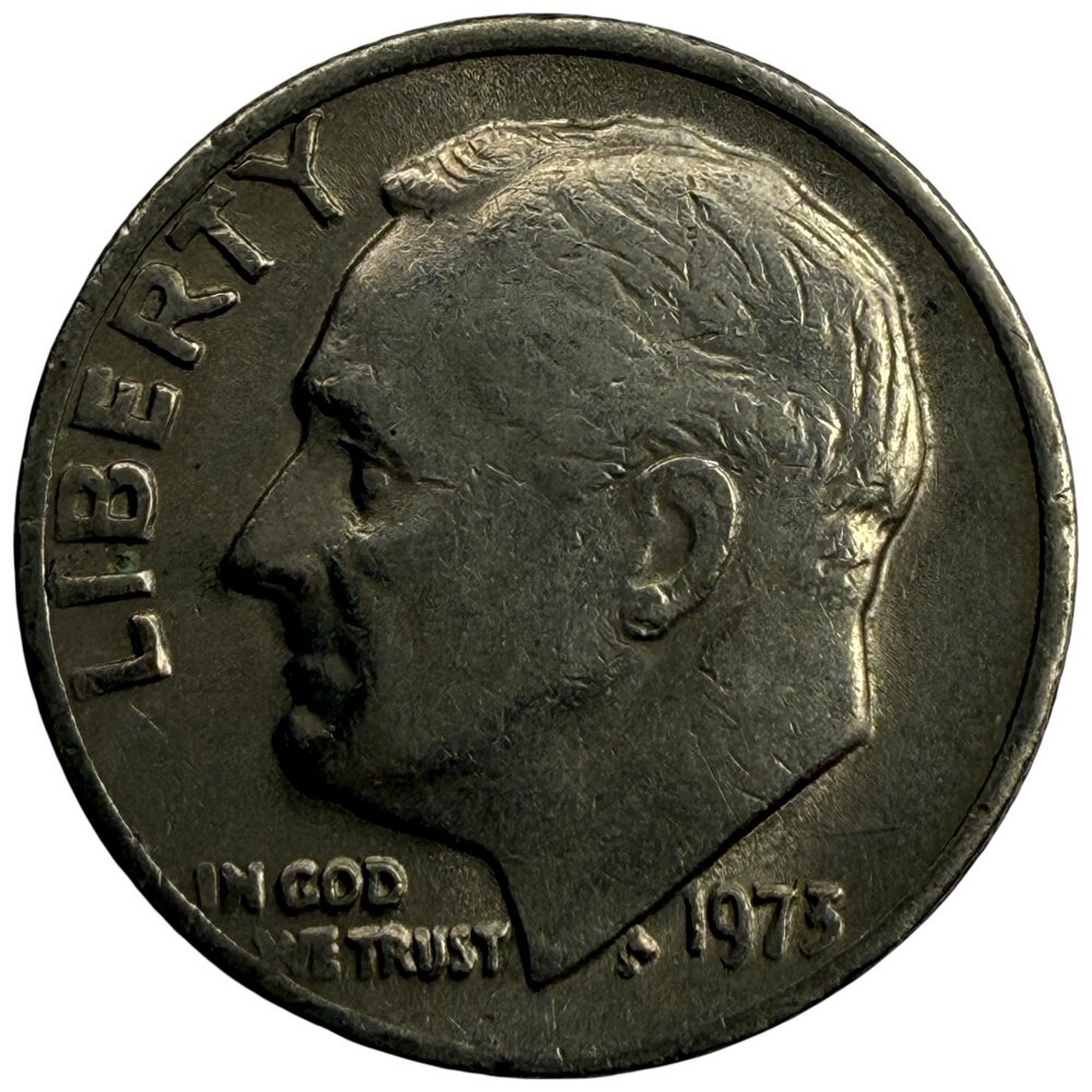 США 10 центов (1 дайм) 1973 г. (Dime, Рузвельт)