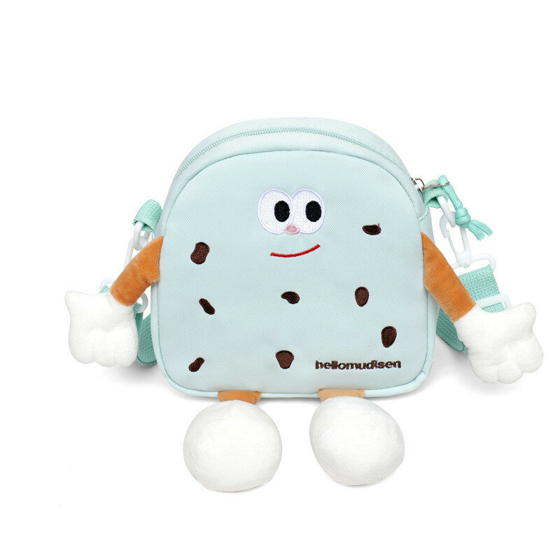 Детская сумка через плечо с мультяшным рисунком печенья для детей легкий дизайн для школы зеленые точки