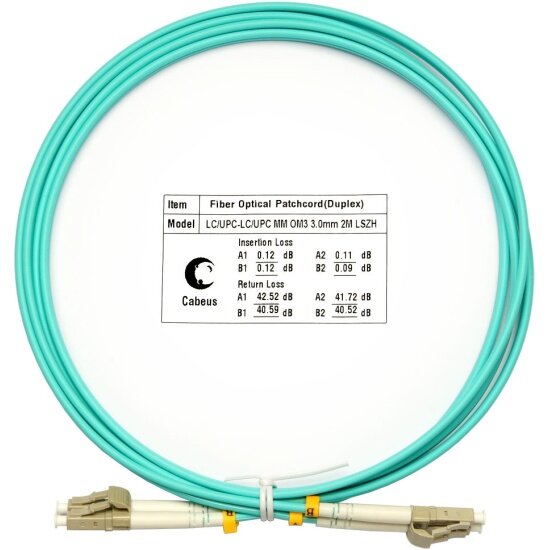 Шнур оптический Cabeus LC-LC 50/125mm OM3 duplex 2м