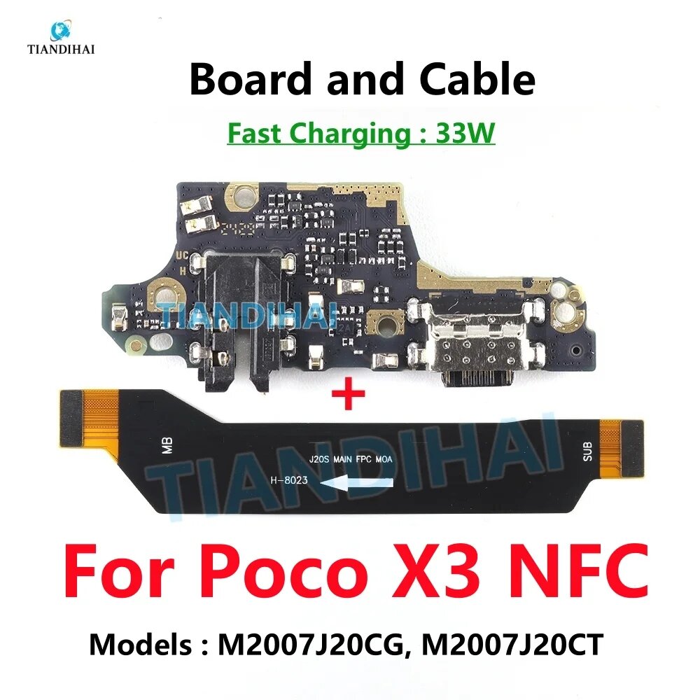 Для Xiaomi Poco X3 / X3 Pro / X3 NFC USB-разъем для зарядки, разъем для зарядного устройства, док-станция, основная плата SUB, гибкий кабель, микрофон X3 NFC Board Cable